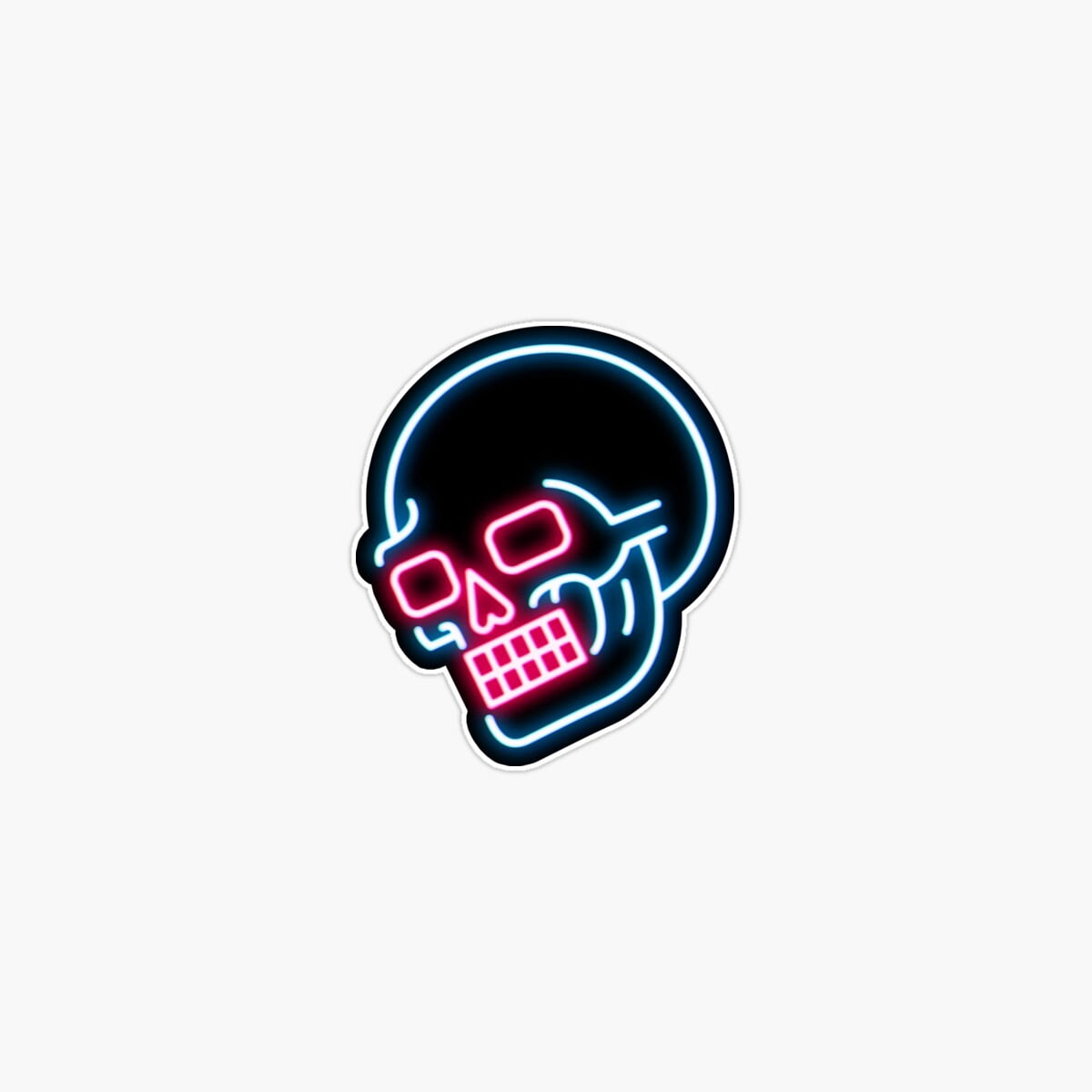 Onim Salty-Dog American Traditional Cyberpunk Neon Skull Sticker, Phone ...