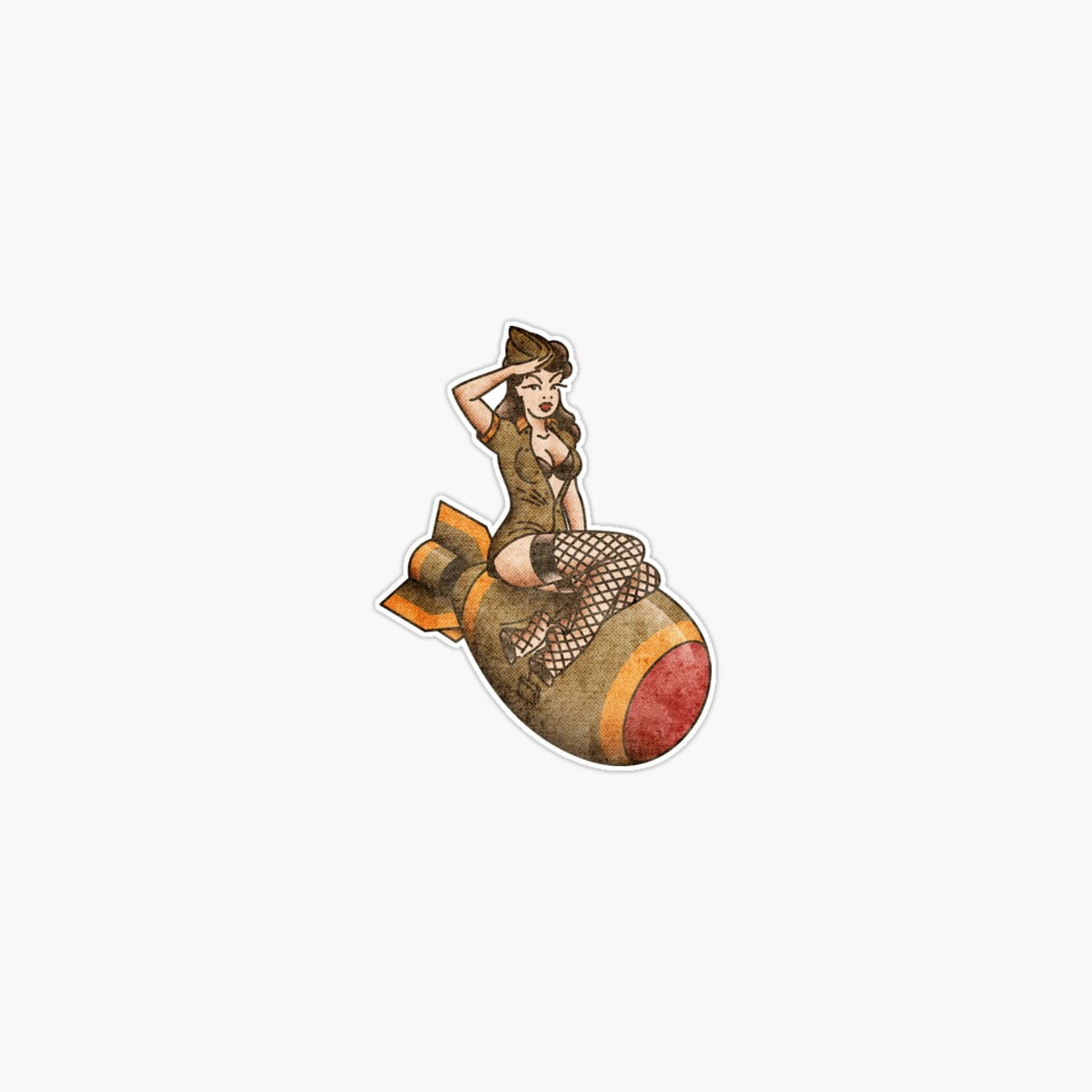 Onim Salty-Dog American Traditional Patriotic Atomic Bomb Belle Pin-Up ...