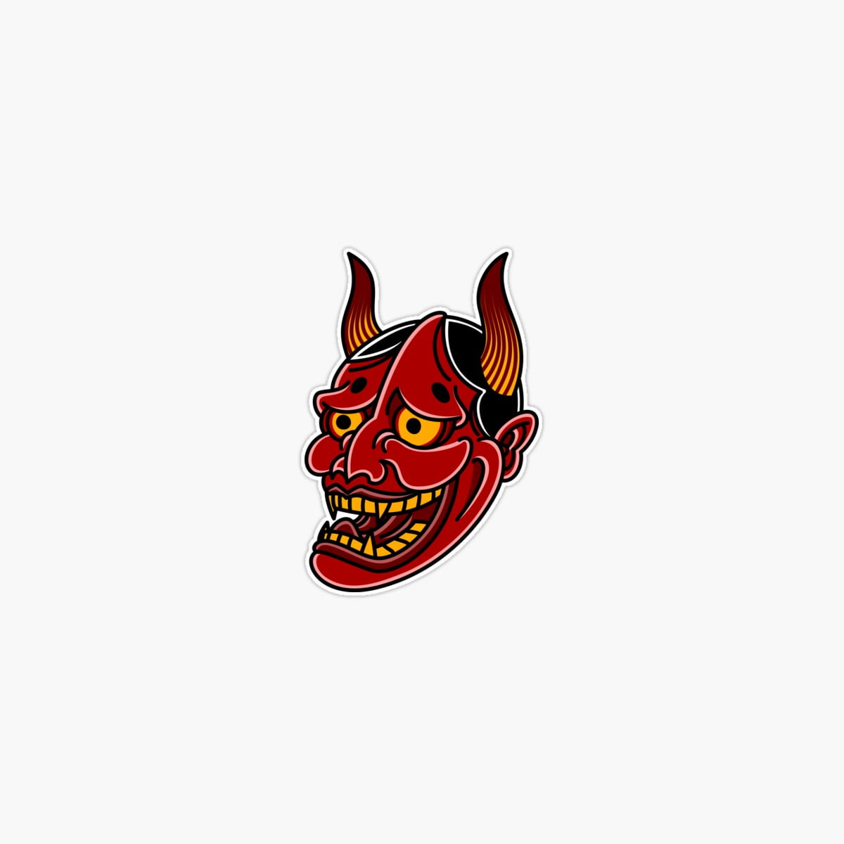 Onim Salty-Dog Japanese Hannya Demon Noh Theater Mask Sticker, Phone Decal Water Bottle Stickers ...
