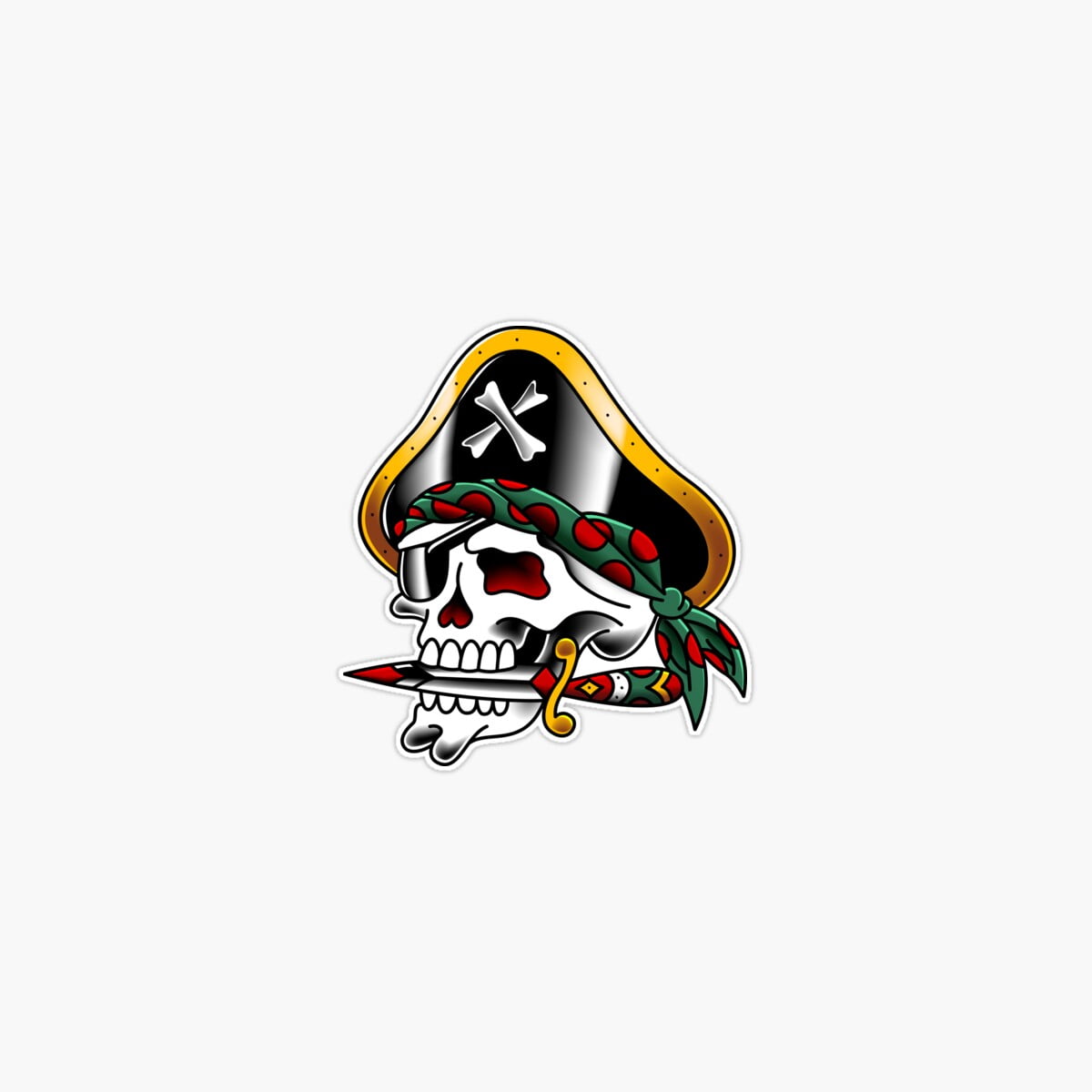 Onim Salty-Dog Pirate Skull & Dagger Sticker, Phone Decal Water Bottle ...