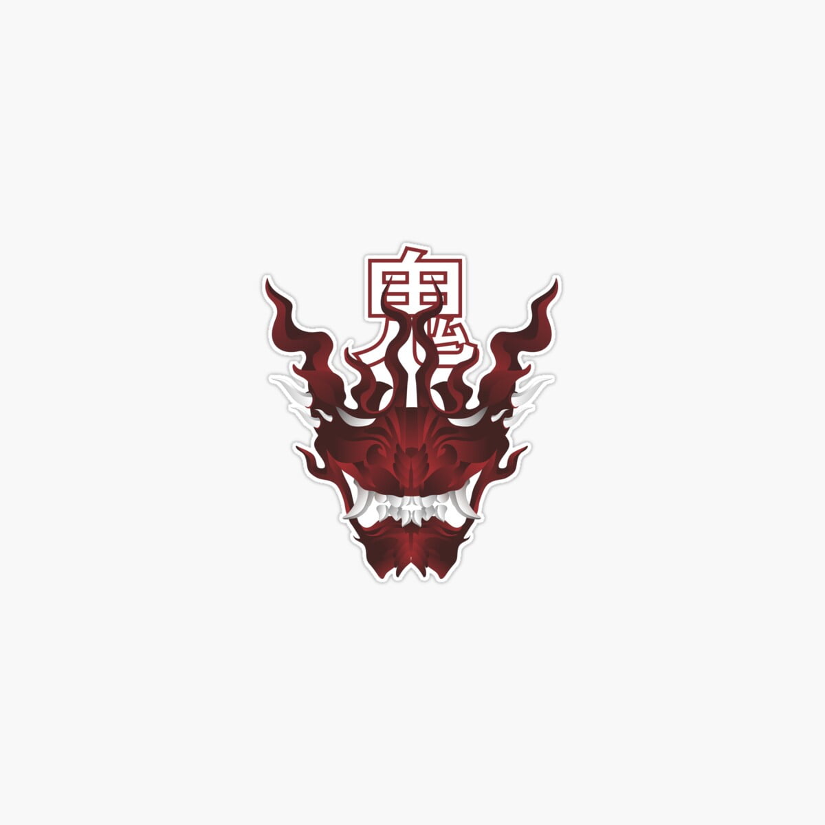 Onim Samurai Oni Red Mask Sticker, Phone Decal Water Bottle Stickers ...