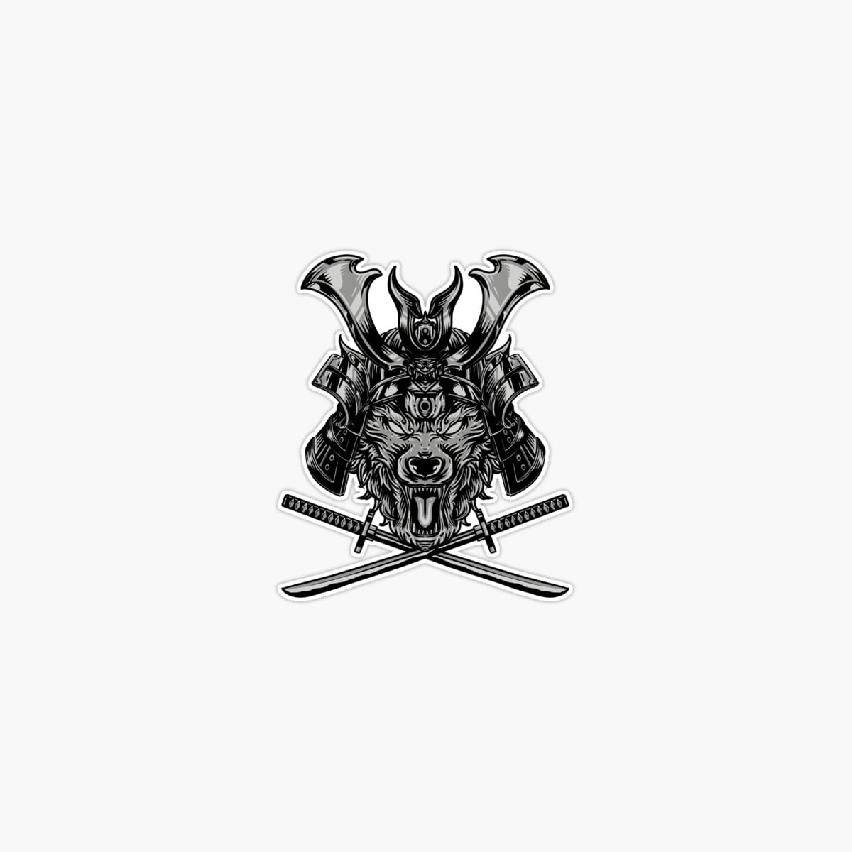 Onim Samurai X Wolf Sticker, Phone Decal Water Bottle Stickers Car ...