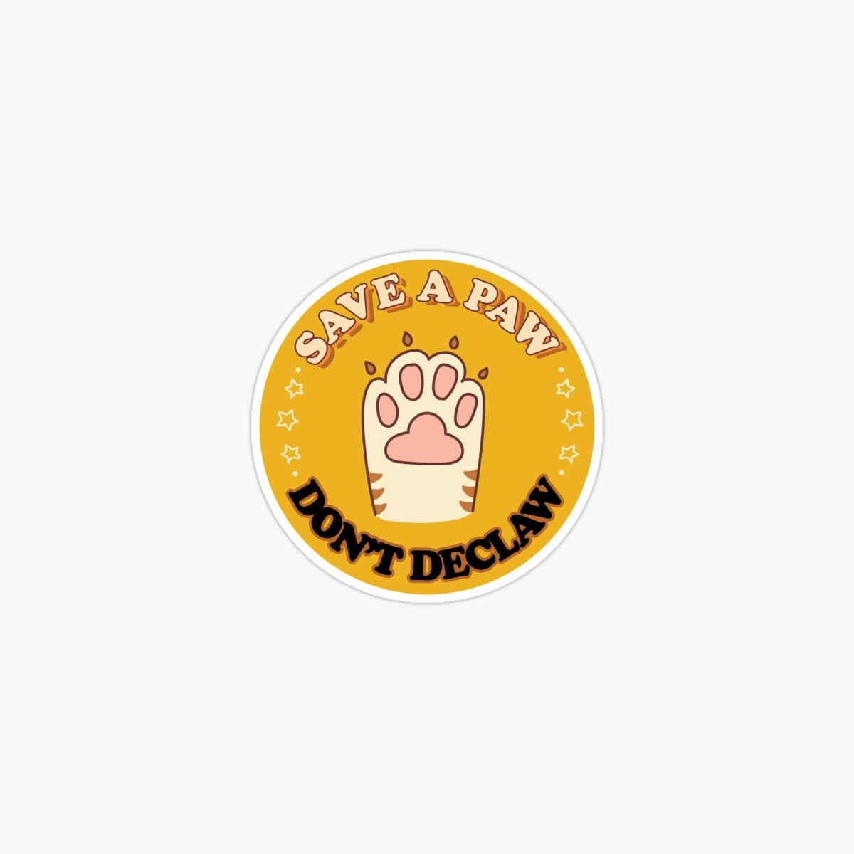 Onim Save A Paw Don'T Declaw - Animal Rights Sticker - Meow Cats ...