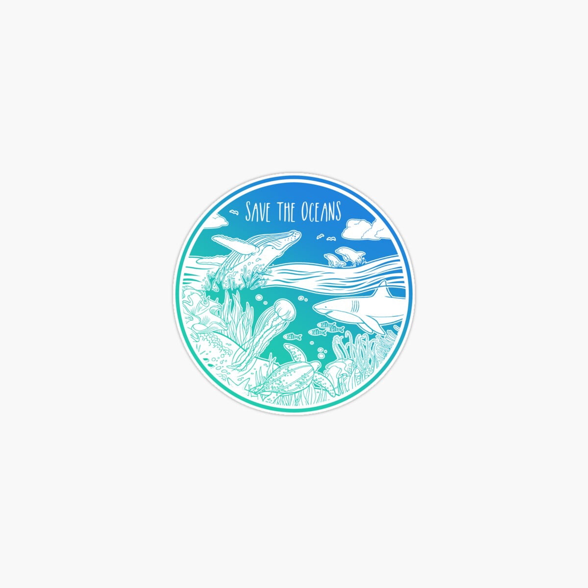 Onim Save The Oceans! Sticker, Phone Decal Water Bottle Stickers Car ...