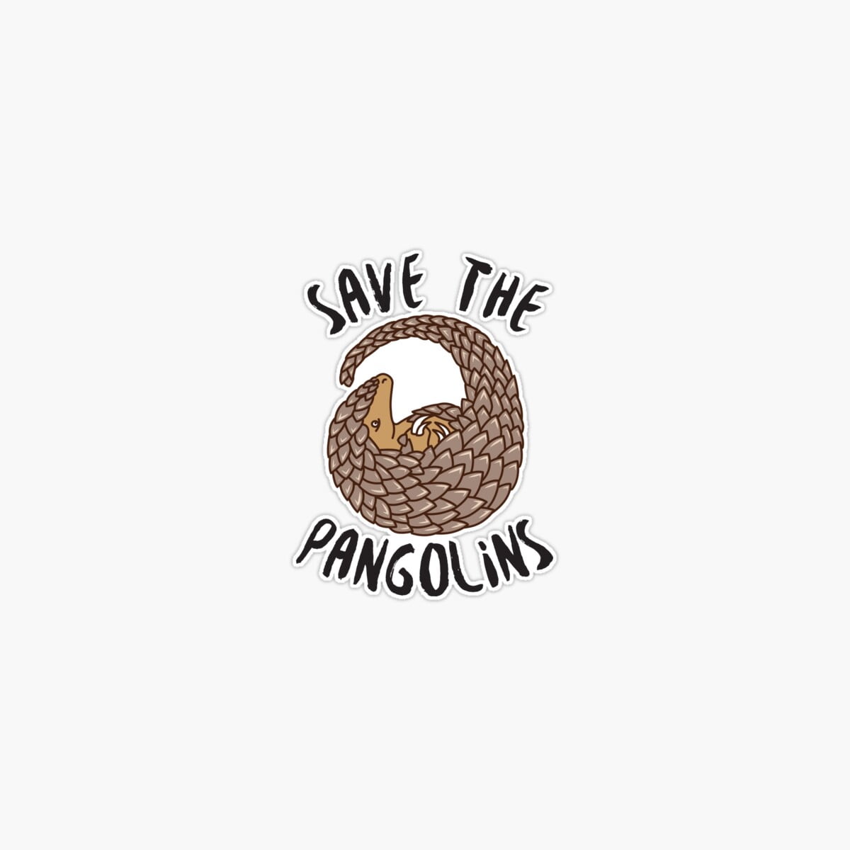 Onim Save The Pangolins - Curled Up Pangolin Sticker, Phone Decal Water ...