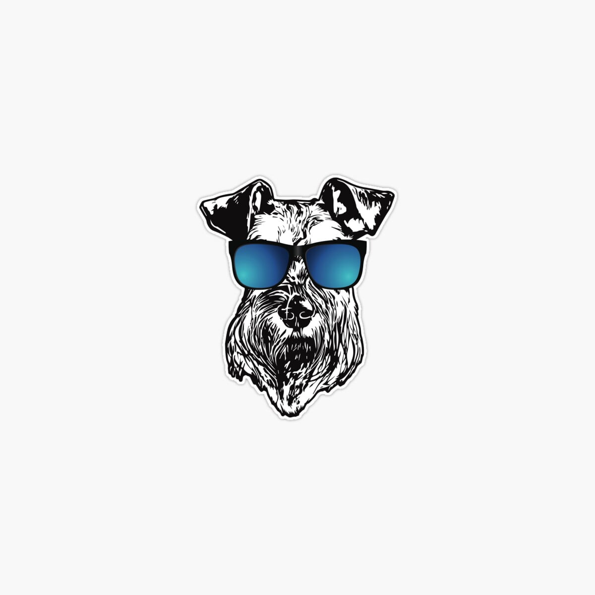 Onim Schnauzer With Cool Blue Sunglasses Sticker, Phone Decal Water ...