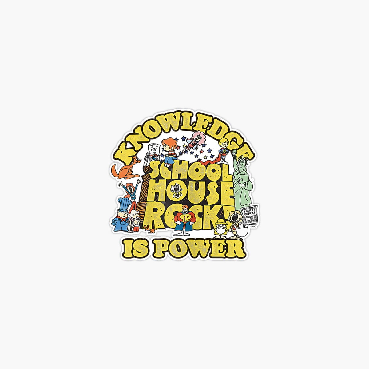 Onim Schoolhouse Rock Knowledge Is Power Logo Group Sticker, Phone ...