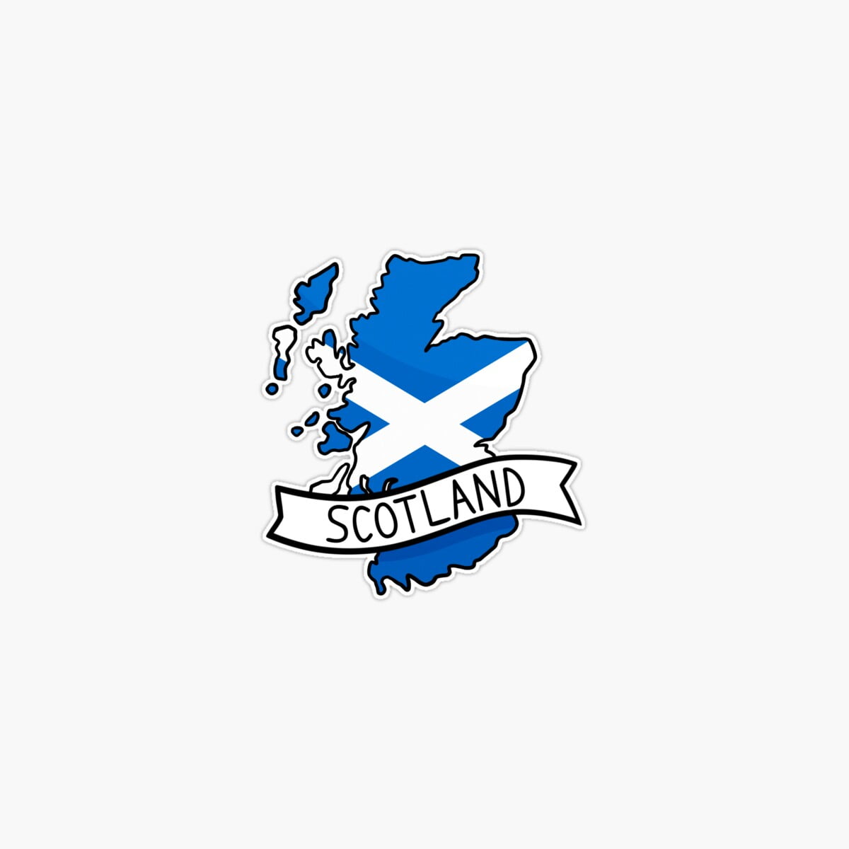 Onim Scotland Flag Map Sticker Sticker, Phone Decal Water Bottle ...