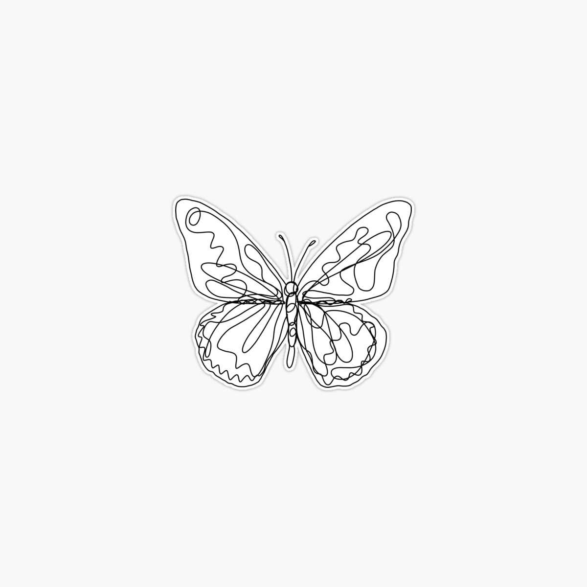 Onim Scribble Butterfly Line Drawing | Artwork By Julia Healy Sticker ...