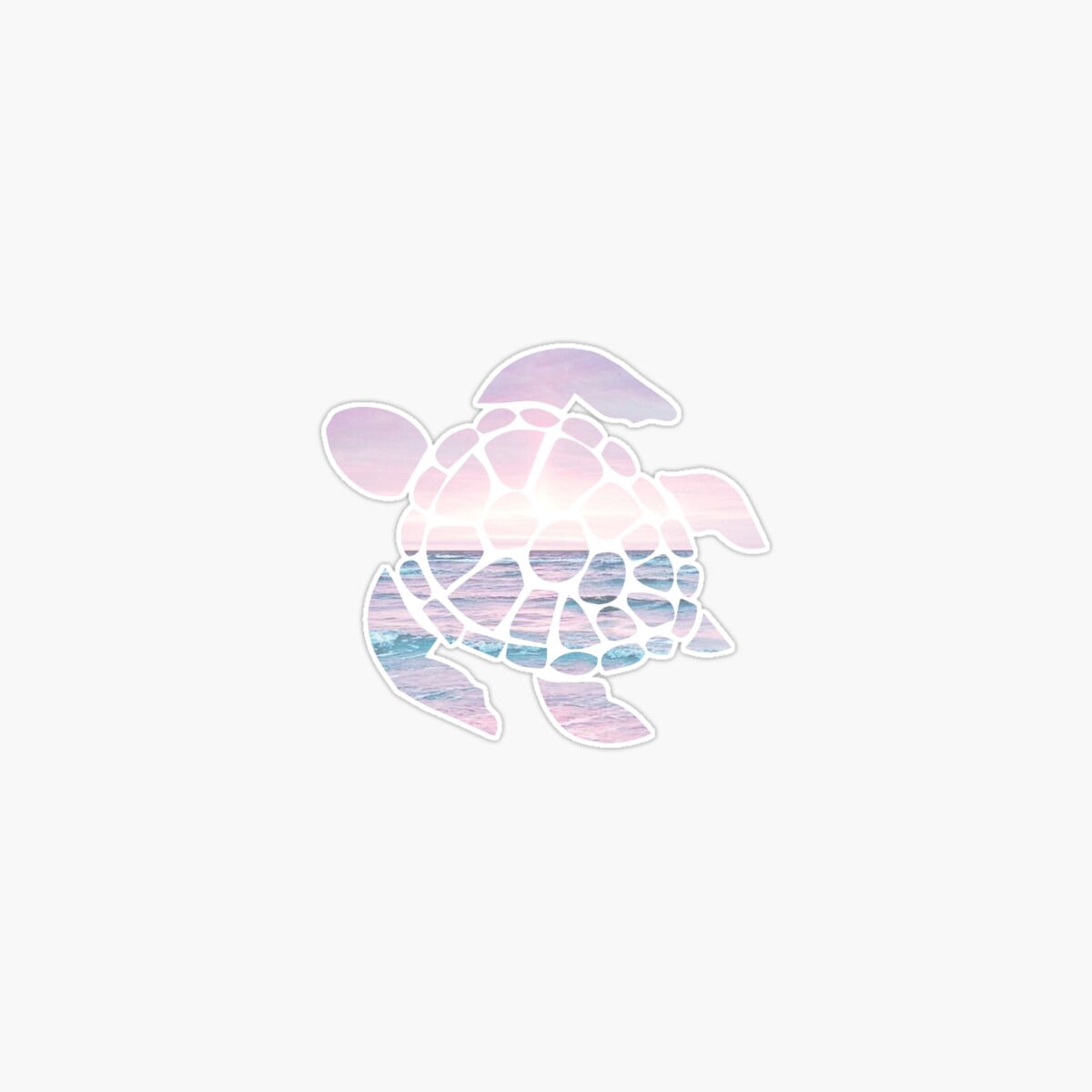 Onim Sea Turtle Pink Beach Sticker, Phone Decal Water Bottle Stickers ...