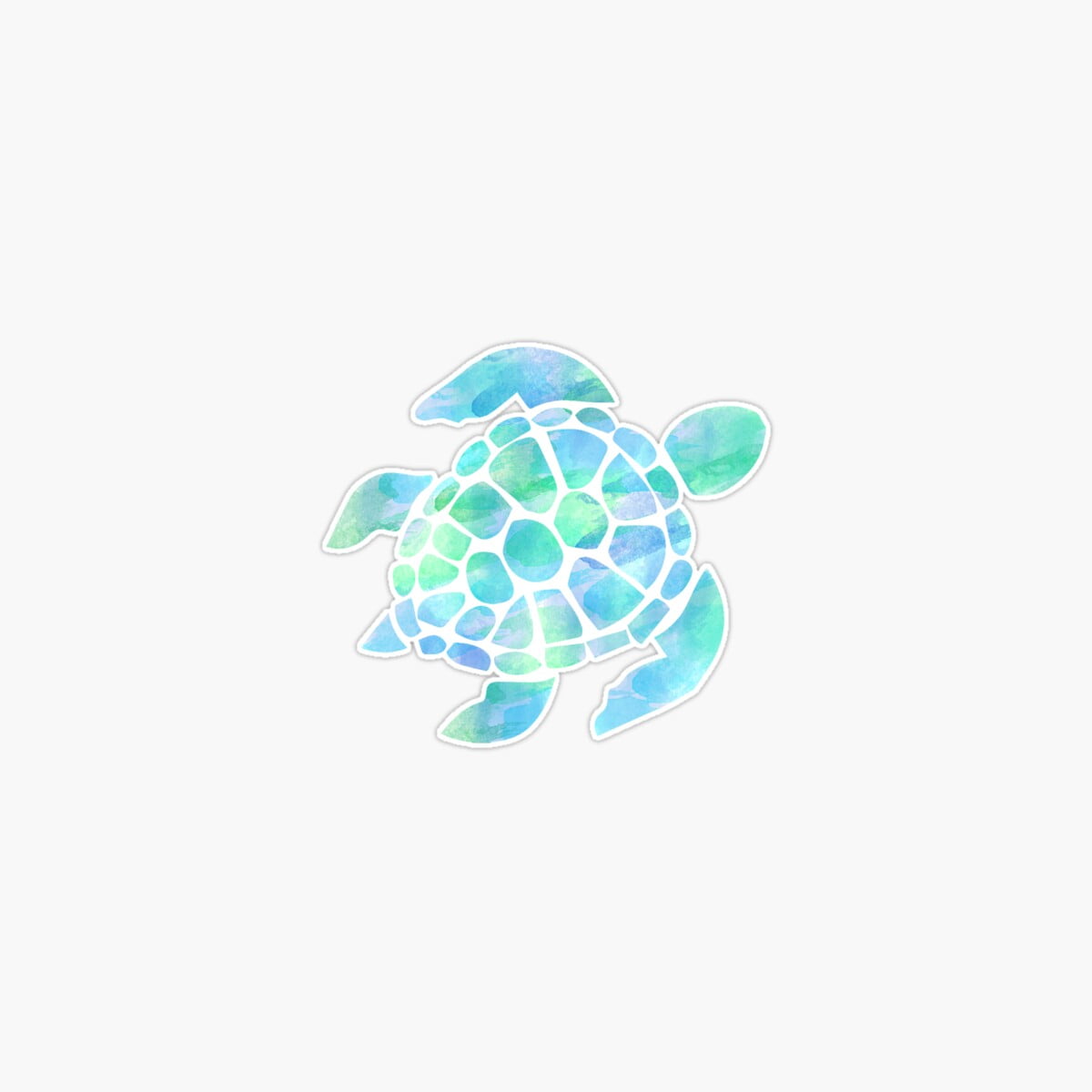 Onim Sea Turtle Watercolor Blue And Green Sticker, Phone Decal Water ...