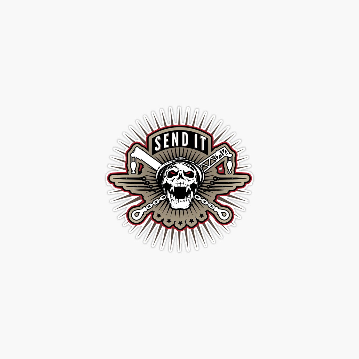 Onim Send It Rigger Ironworker Crane Operator Skull Sticker, Phone ...