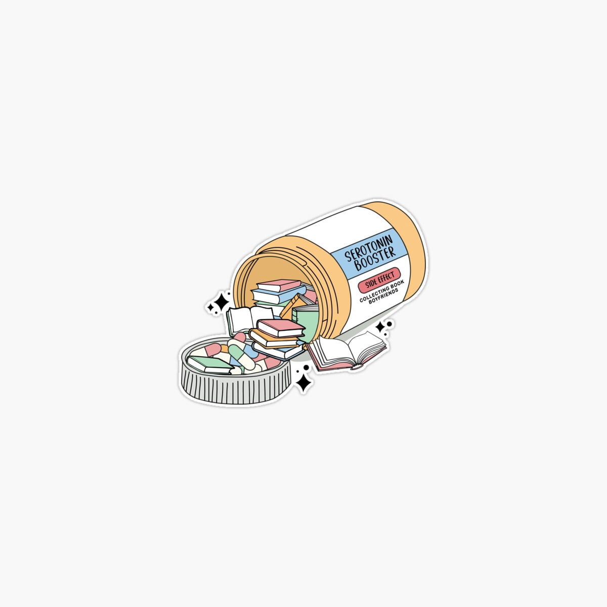 Onim Serotonin Booster Books Reading Aesthetic Sticker, Phone Decal ...
