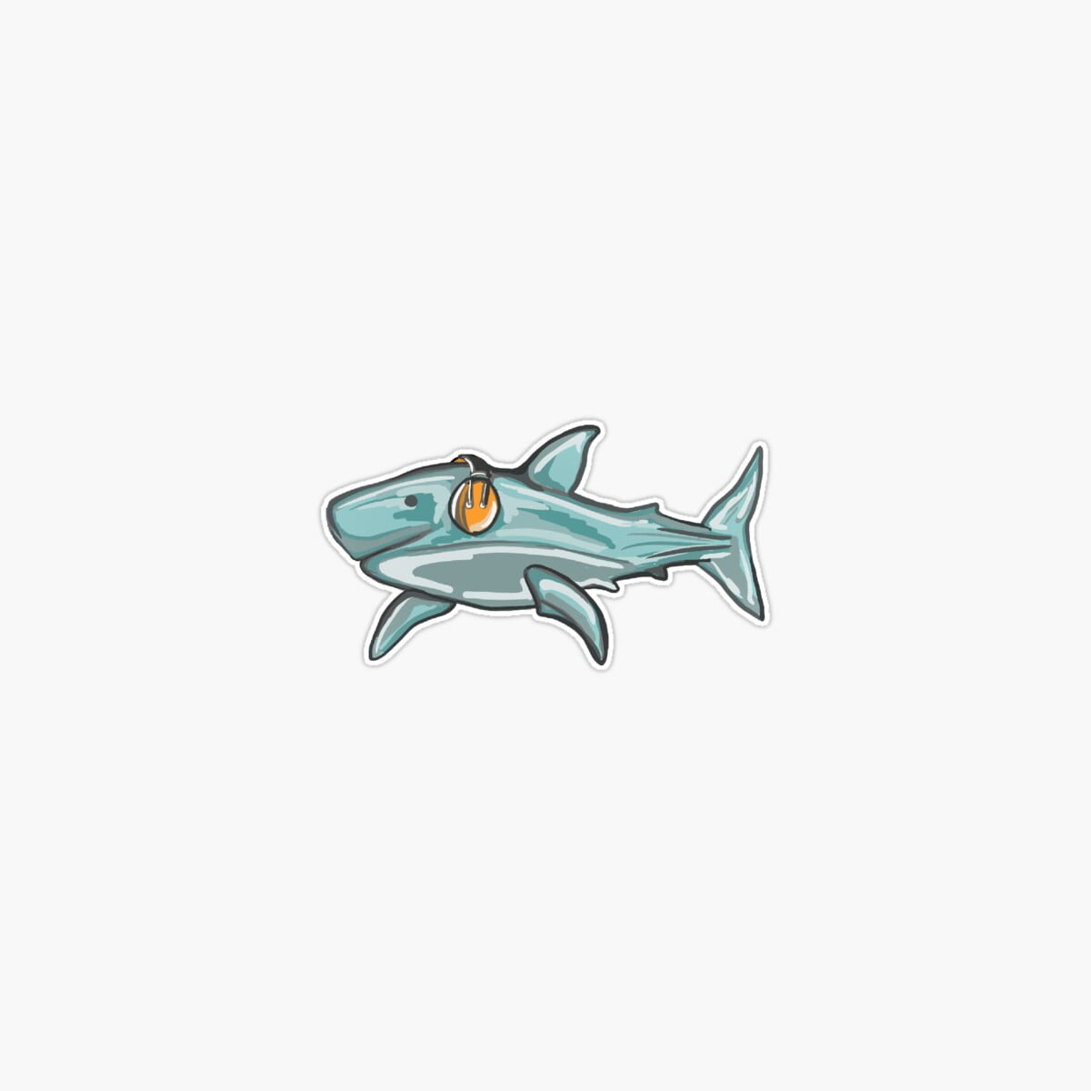 Onim Shark with Orange Noise Canceling Headphones Sticker - Walmart.com