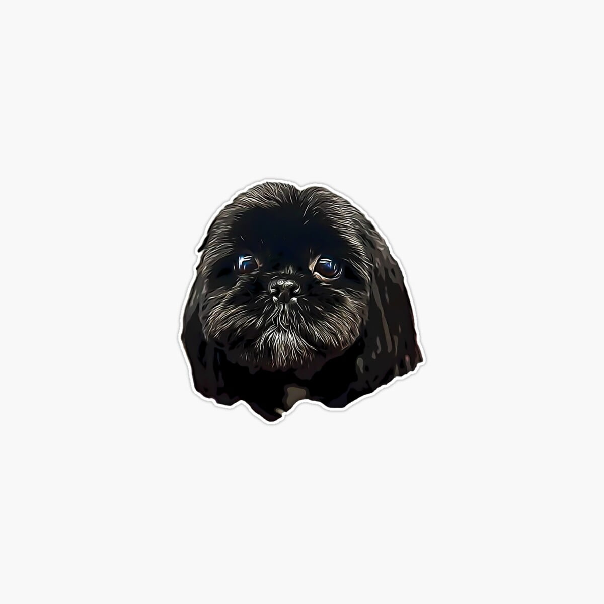 Onim Shih Tzu Black Puppy Dog Face Sticker, Phone Decal Water Bottle ...