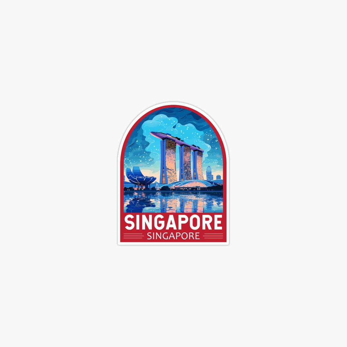 Onim Singapore Marina Bay Night Travel Art Emblem Sticker - Walmart.com