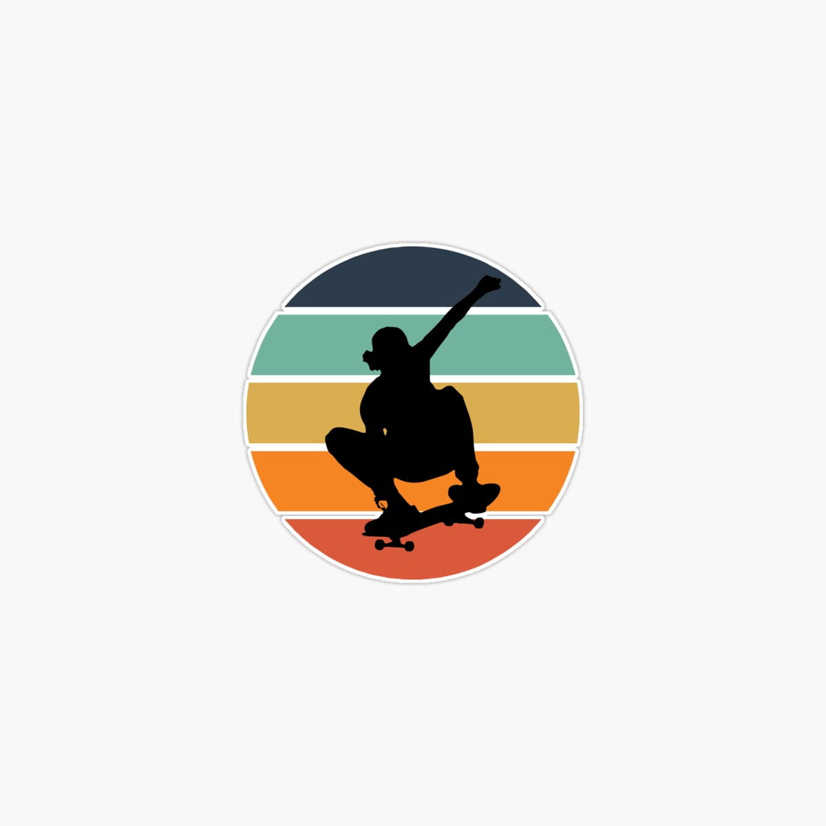 Onim Skateboarder Skateboarding Retro Sunset Silhouette Sticker, Phone ...