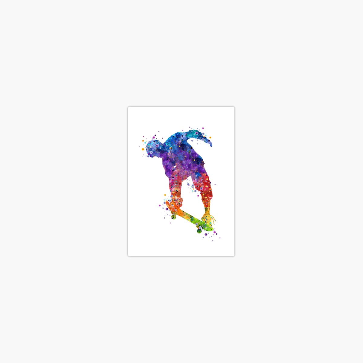 Onim Skater Boy Nose Grab Trick Watercolor Silhouette Sticker, Phone ...
