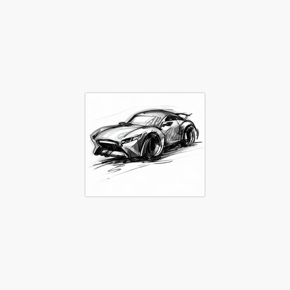 Onim Sketch Of A Sports Car Sticker, Phone Decal Water Bottle Stickers ...