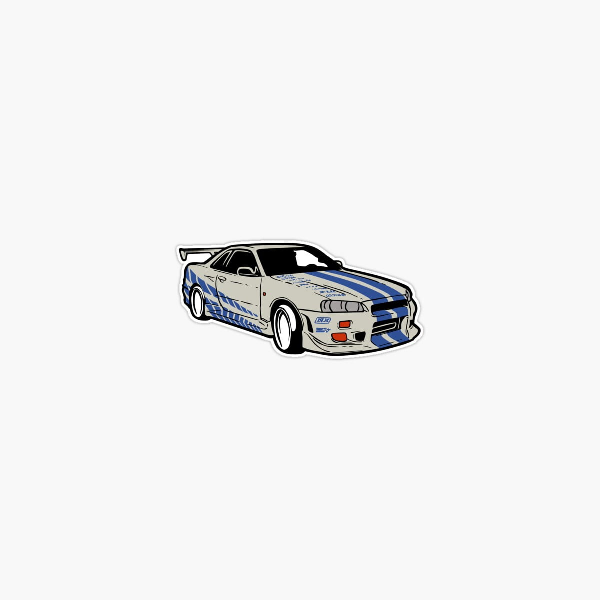 Onim Skyline R34 (Brian O'Conner) Sticker, Phone Decal Water Bottle ...