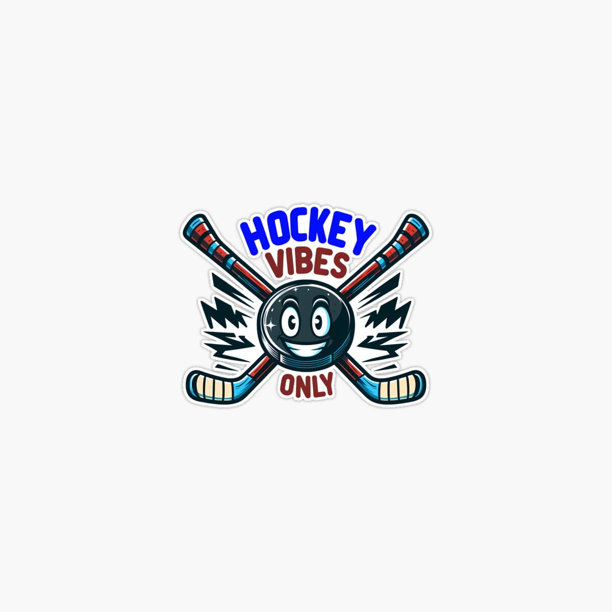 Onim Slapshot Smiles: Fun Cartoon Hockey Puck Design Sticker, Phone ...