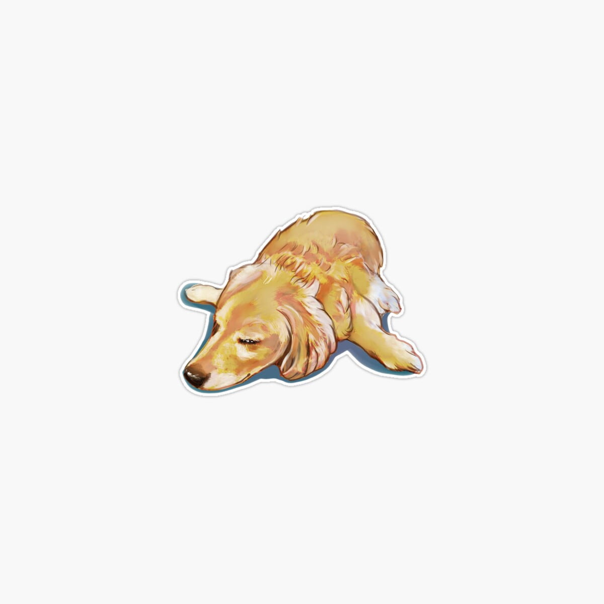 Onim Sleepy Golden Retriever Sticker, Phone Decal Water Bottle Stickers ...