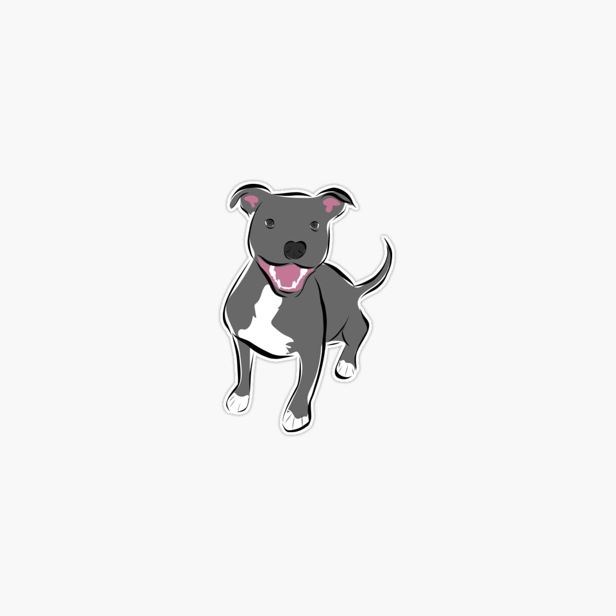 Onim Smiling Pitbull Sticker, Phone Decal Water Bottle Stickers Car ...
