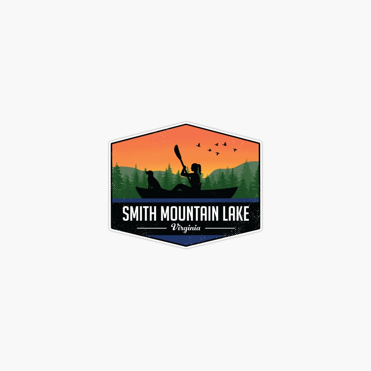 Onim Smith Mountain Lake Canoe Sticker, Phone Decal Water Bottle ...