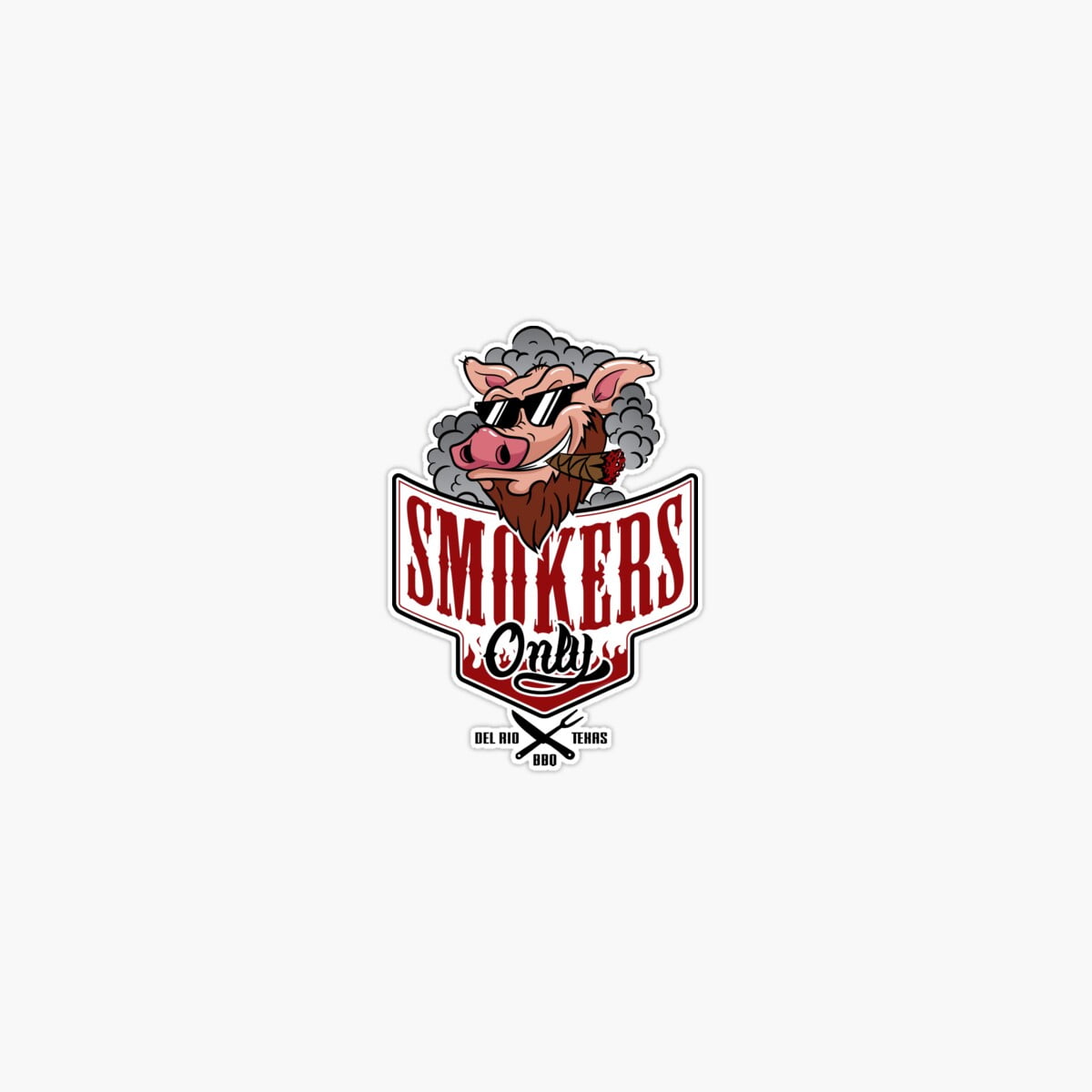 Onim Smokers Only Bbq (Color) Sticker, Phone Decal Water Bottle ...