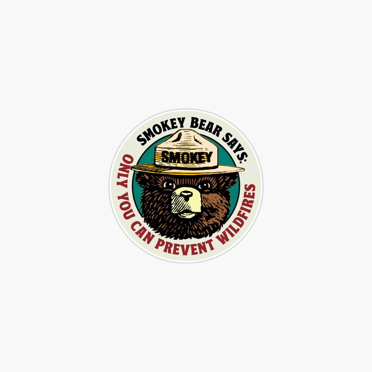 Onim Smokey Bear Says Sticker, Phone Decal Water Bottle Stickers Car ...