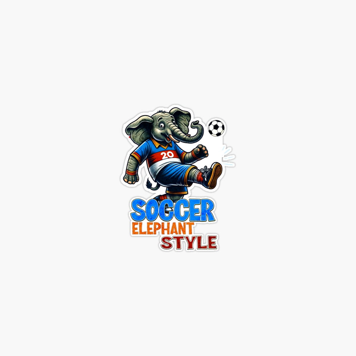 Onim Soccer Funny Elephant: Playful Pachyderm Kicks Sticker, Phone ...