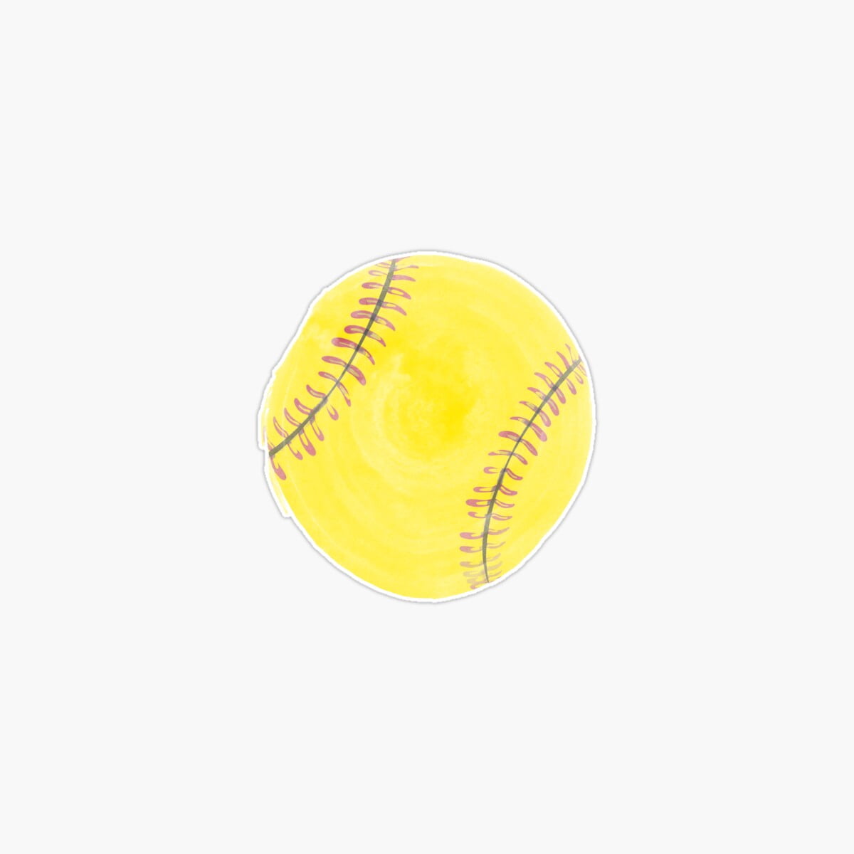 Onim Softball Ball Yellow Watercolor Artsy Painting Sticker, Phone ...
