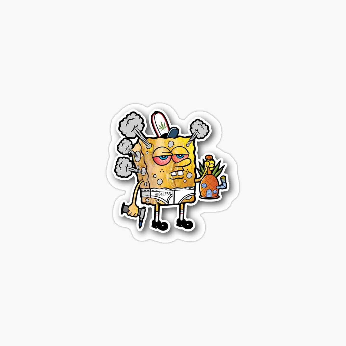 Onim Spongebob Off His Head Sticker, Phone Decal Water Bottle Stickers ...