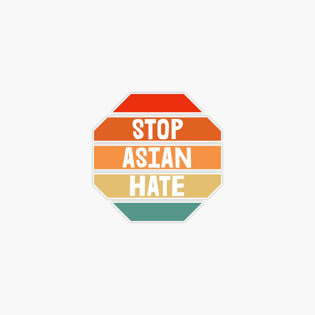 Onim Stop Asian Hate Retro Stop Sign AAPI Asian Lives Matter Sticker ...