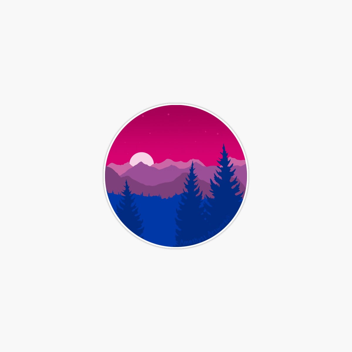 Onim Subtle Bisexual Pride Flag Mountainscape Sticker, Phone Decal ...