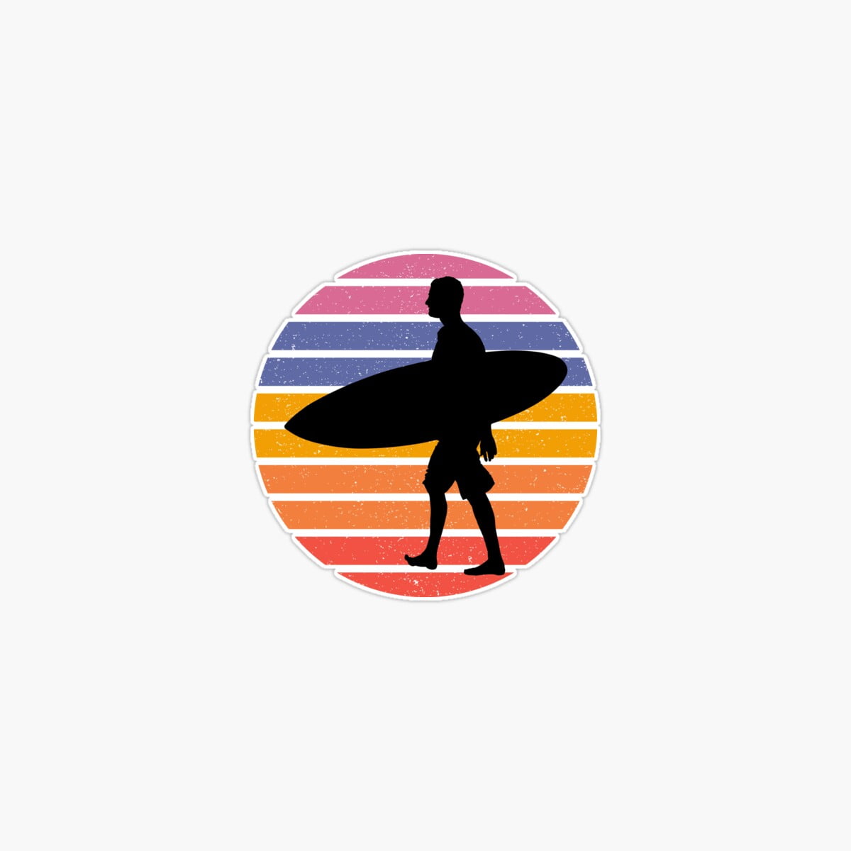 Onim Surfer Surfing Retro Sunset Silhouette Sticker, Phone Decal Water ...