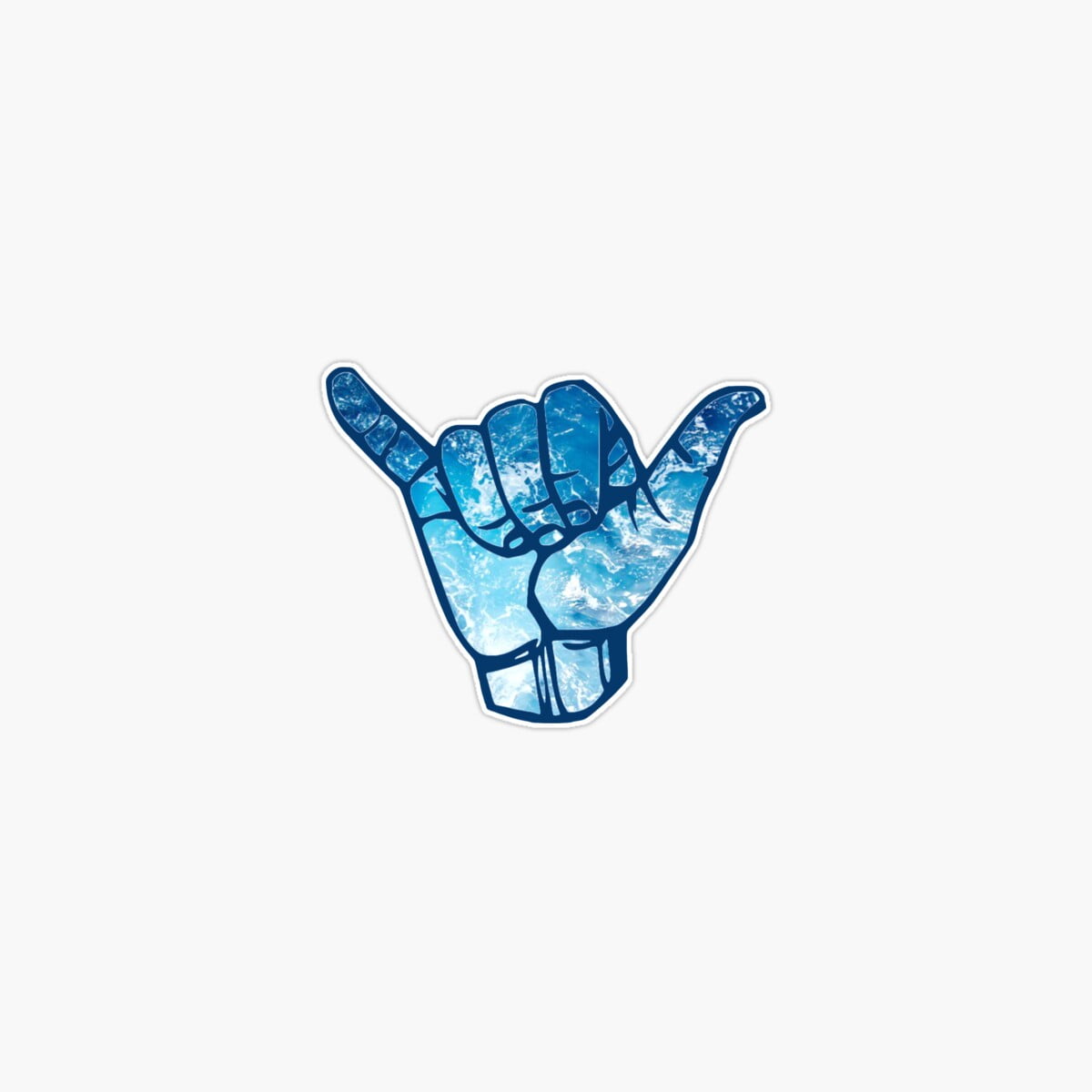 Onim Surfs Up Hand Symbol Ocean Waves Sticker, Phone Decal Water Bottle ...