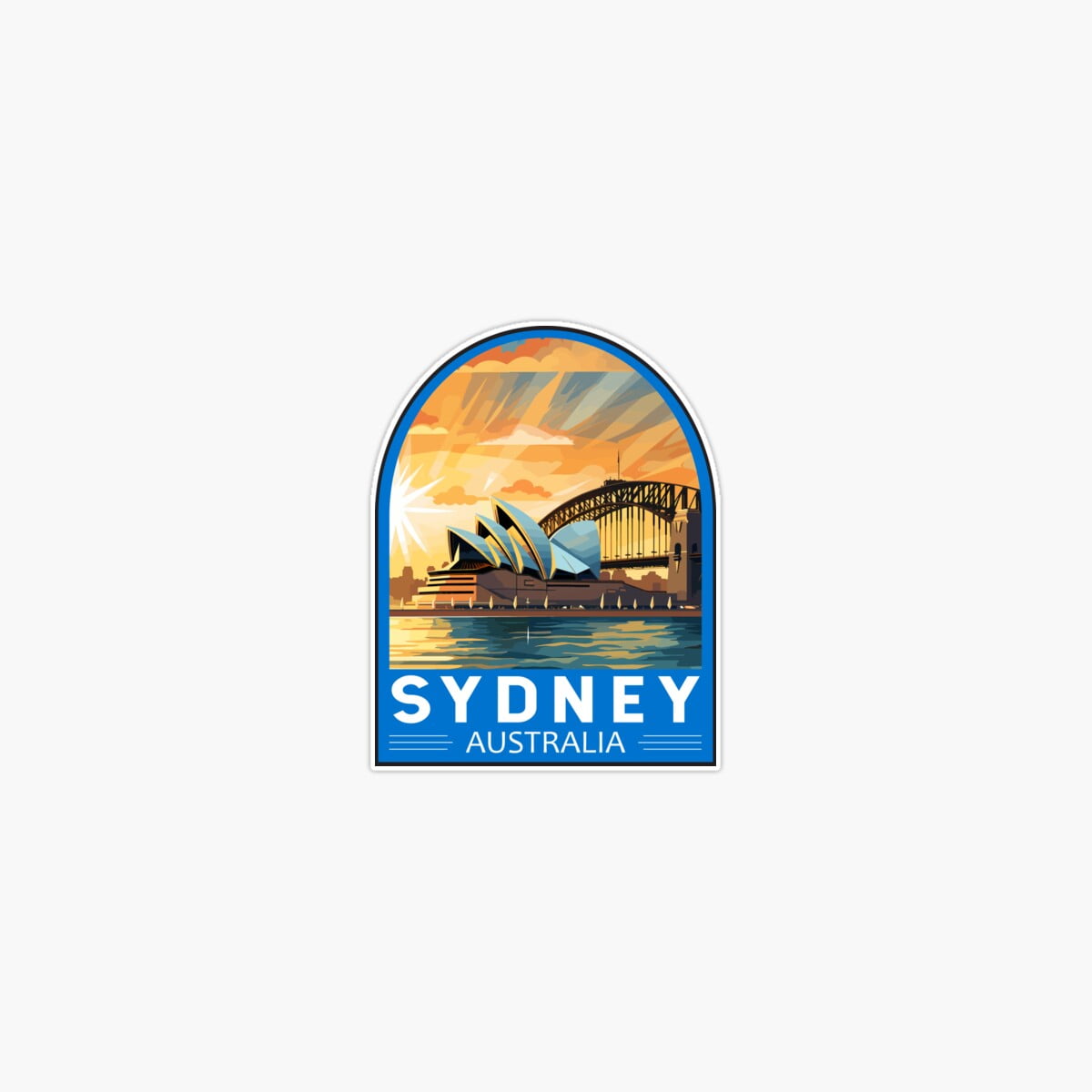 Onim Sydney Australia Travel Art Emblem Sticker, Phone Decal Water ...