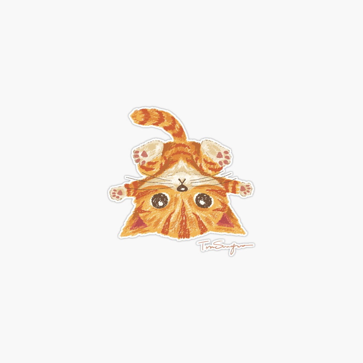 Onim Tabby Upside-Down Sticker, Phone Decal Water Bottle Stickers Car ...