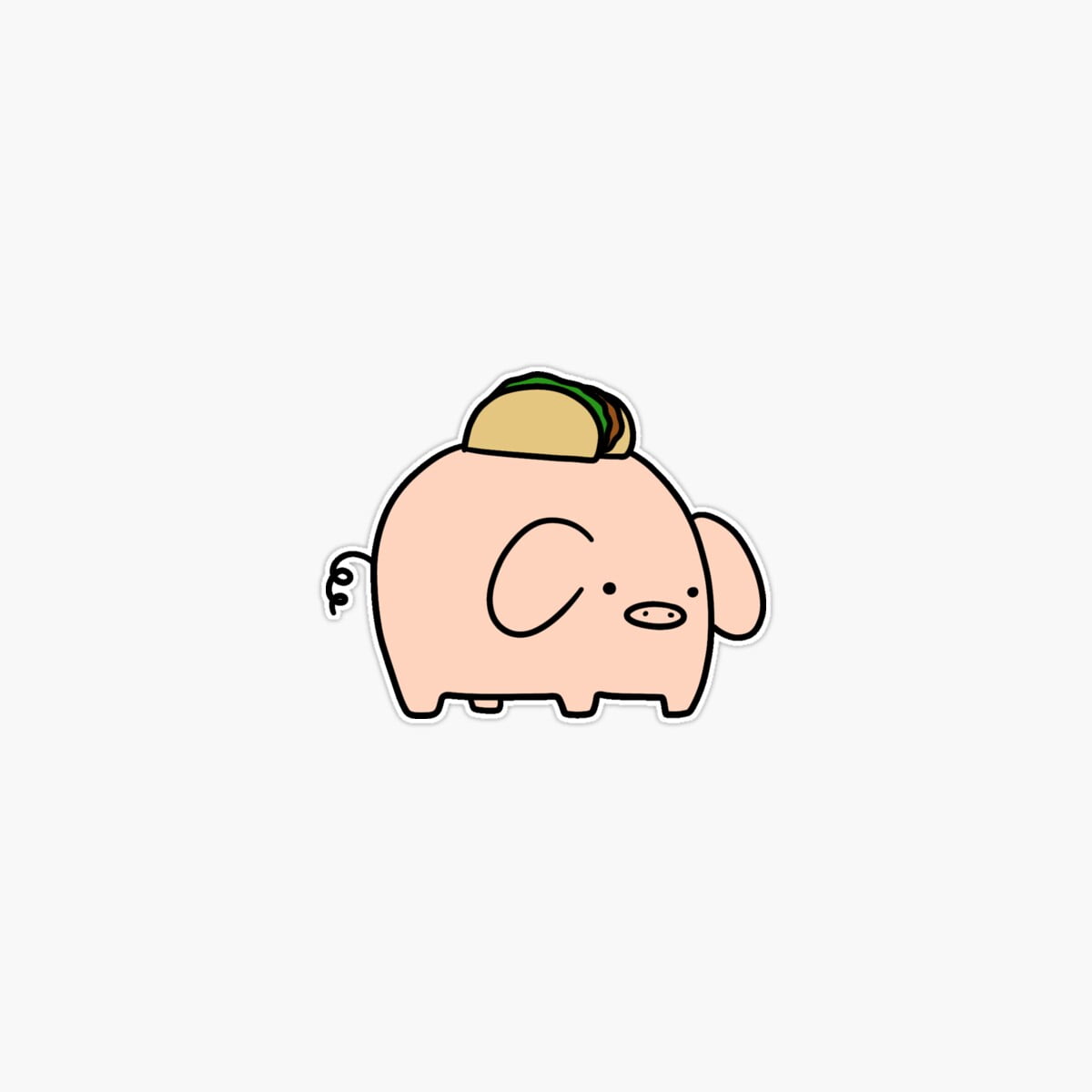 Onim Taco Pig Sticker, Phone Decal Water Bottle Stickers Car Decals ...