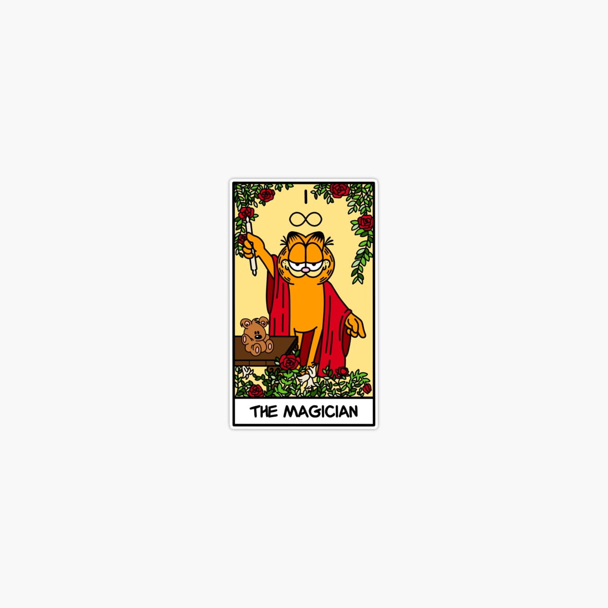 Onim The Magician Tarot Card But It'S Garfield Sticker, Phone Decal ...