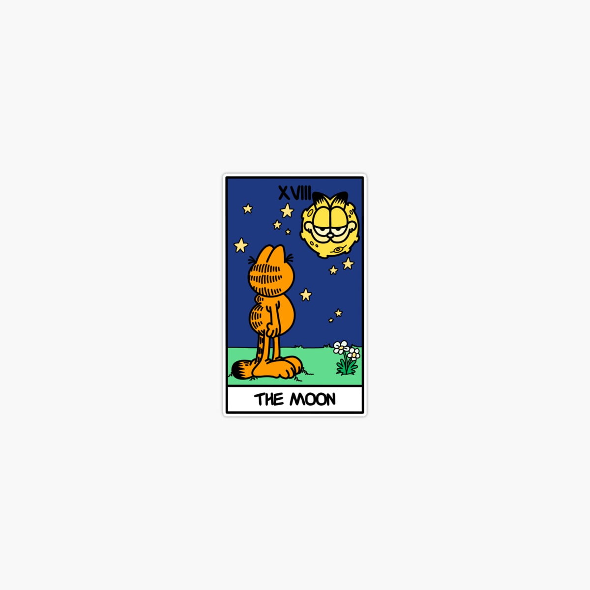 Onim The Moon Tarot Card But It'S Garfield Sticker, Phone Decal Water ...