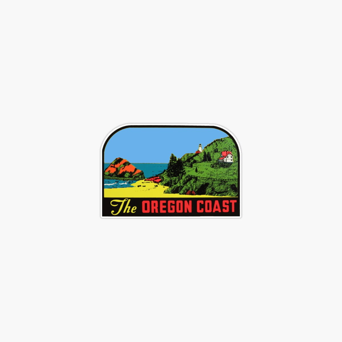 Onim The Oregon Coast Vintage Travel Decal Sticker, Phone Decal Water ...