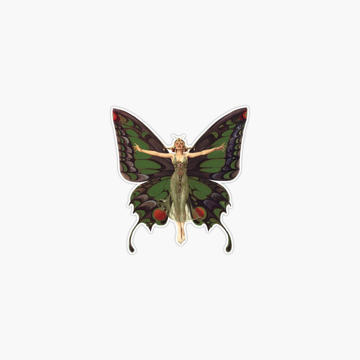 Onim The Vintage Butterfly Flapper | Green Sticker - Walmart.com