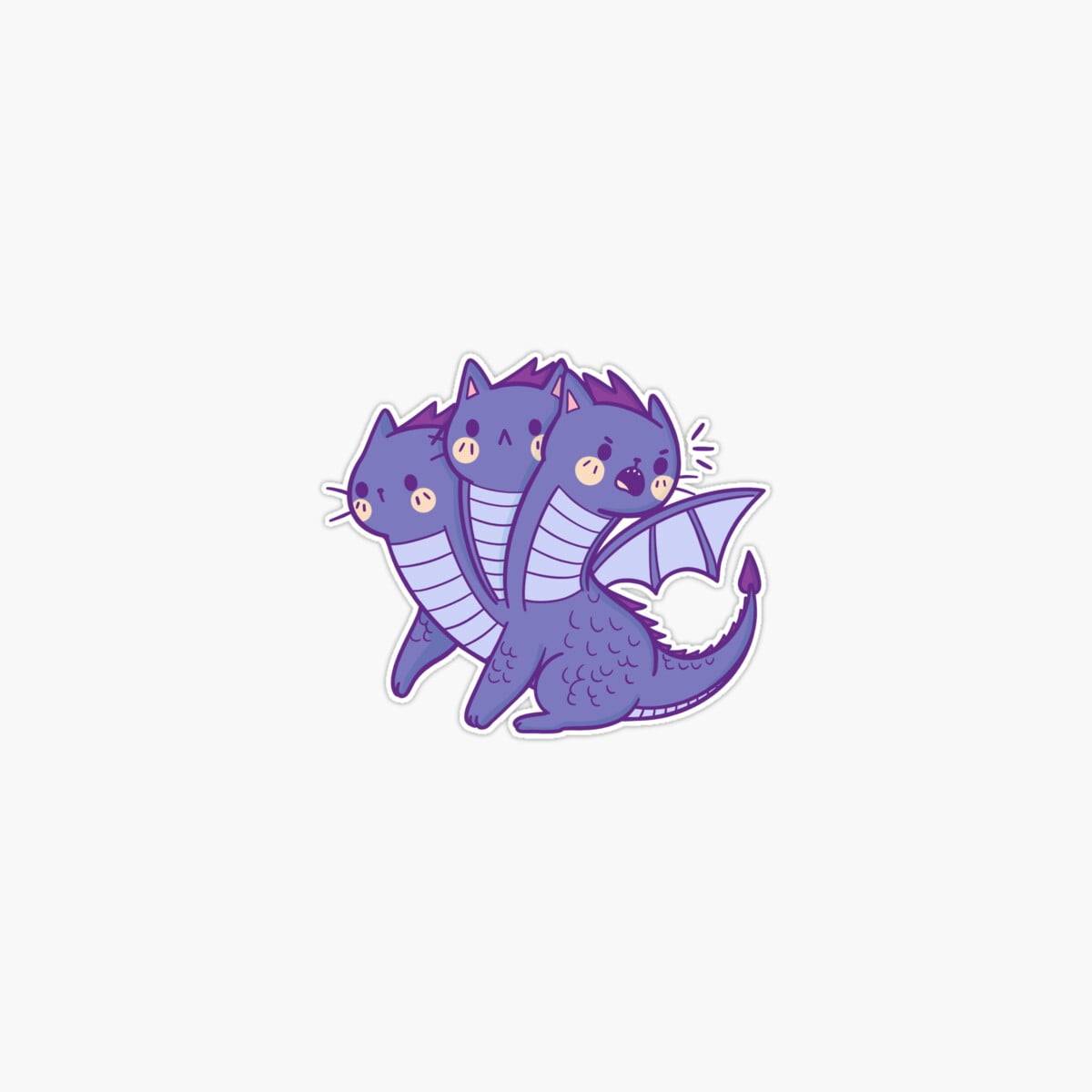 Onim Three Headed Cat Dragon Sticker, Phone Decal Water Bottle Stickers ...