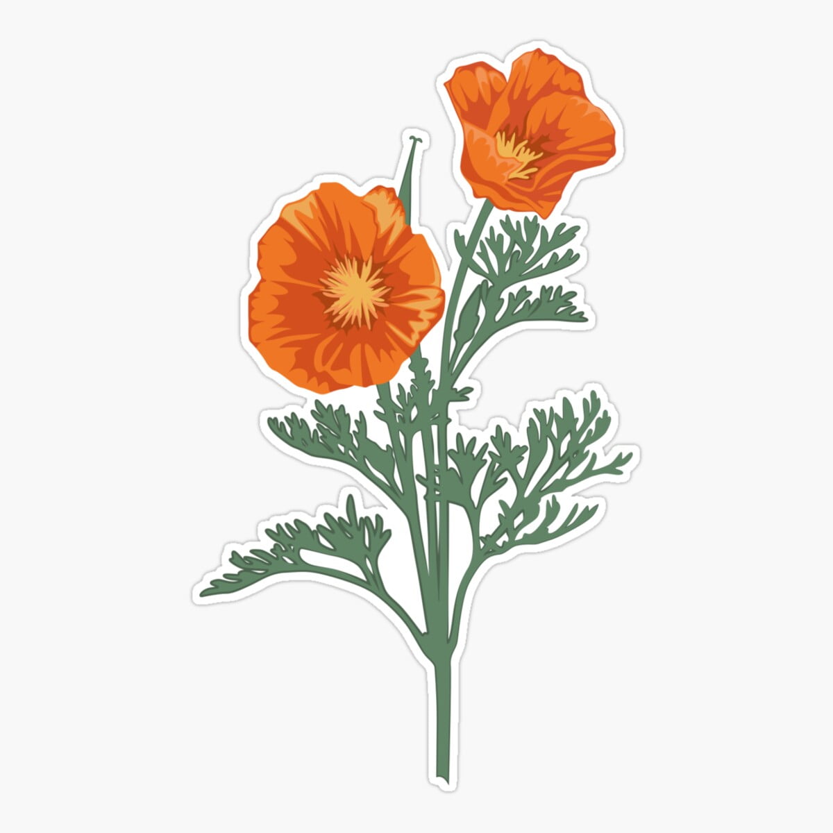 Onim California Poppies Sticker, Phone Decal Water Bottle Stickers Car ...