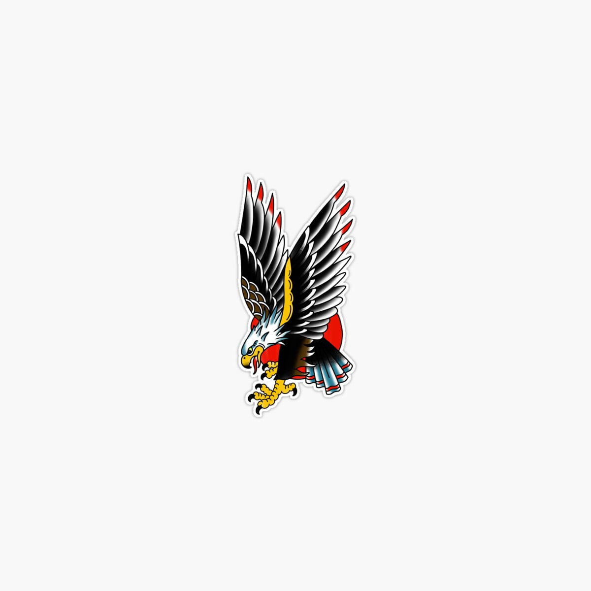 Onim Traditional Tattoo Eagle Sticker, Phone Decal Water Bottle ...