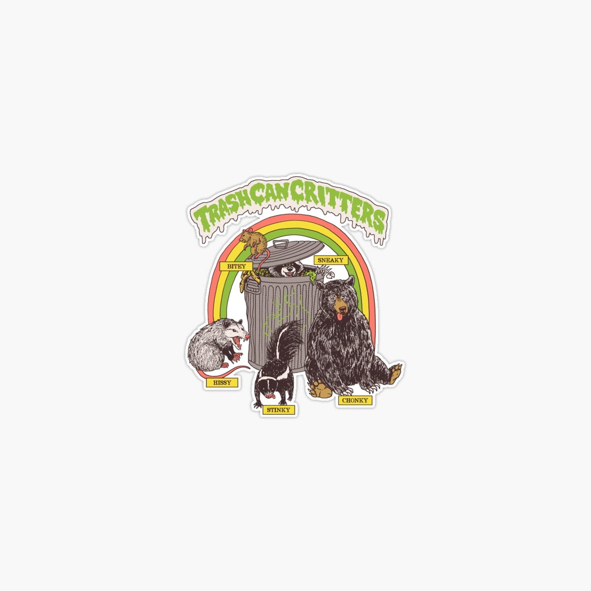 Onim Trash Can Critters Sticker - Walmart.com