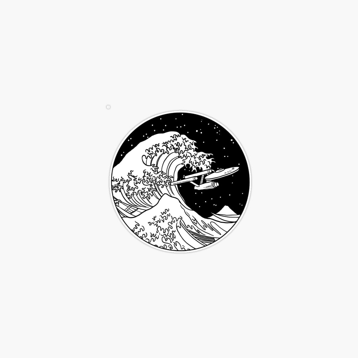Onim Trek Spaceship In Space - The Great Wave Sticker, Phone Decal ...