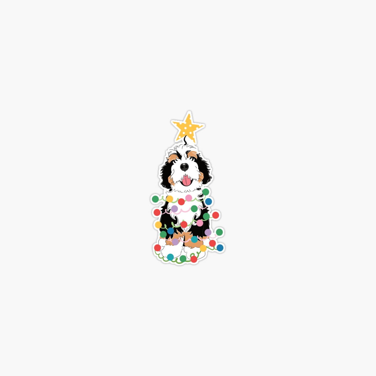 Onim Tri Color Bernedoodle Christmas Tree Sticker, Phone Decal Water ...